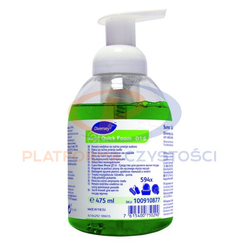 DIVERSEY Suma Quick Foam D1.6 475ml preparat do ręcznego mycia naczyń w ...
